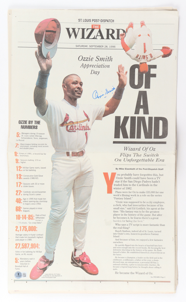 Ozzie Smith Signed 1996 The Wizard Full Magazine (Beckett) | Pristine ...