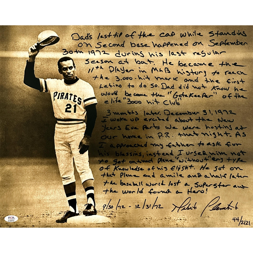 Roberto Clemente Jr. Signed LE Roberto Clemente Story 16x20 Photo (PSA ...