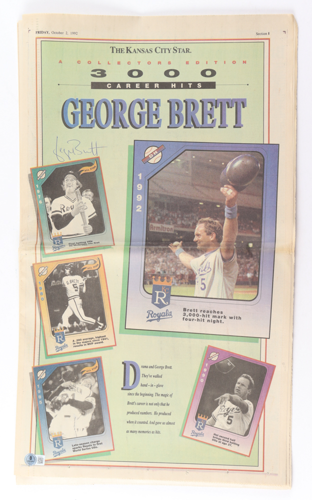George Brett Signed 1992 "The Kansas City Star" Full Newspaper (Beckett) | Pristine Auction