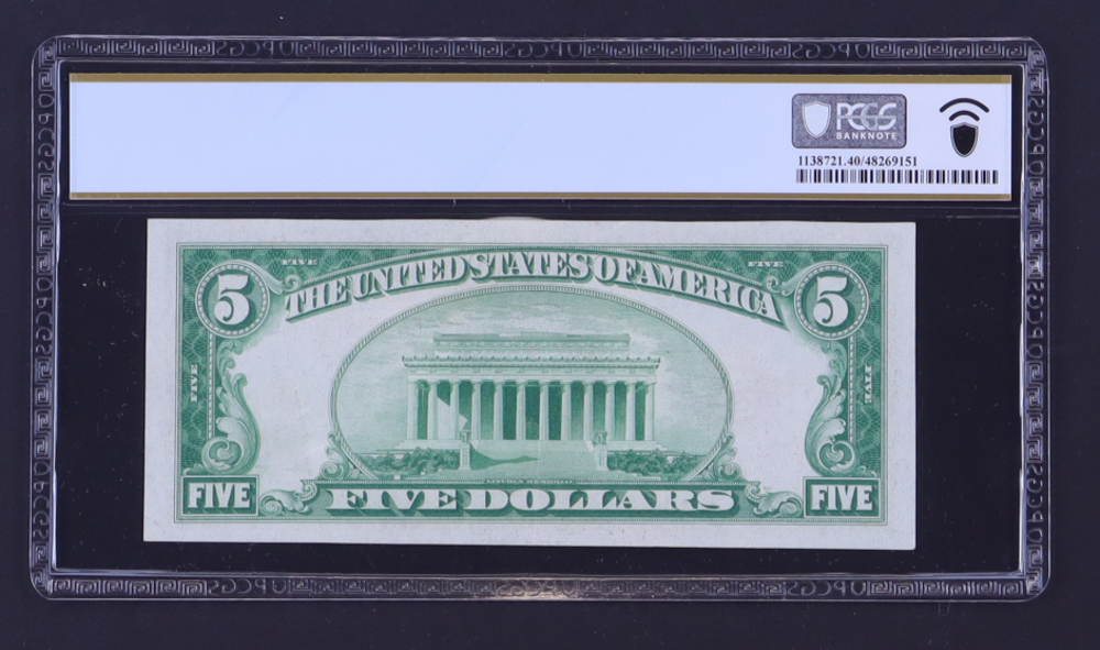 1928-B U.S $5 Legal Tender Note - Red Seal (PCGS Banknote EF 40 PPQ ...