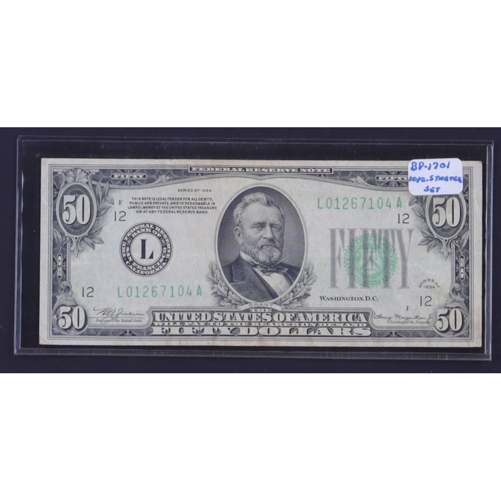 1934 U.S. $50 Federal Reserve Note - San Francisco (LA Block ...