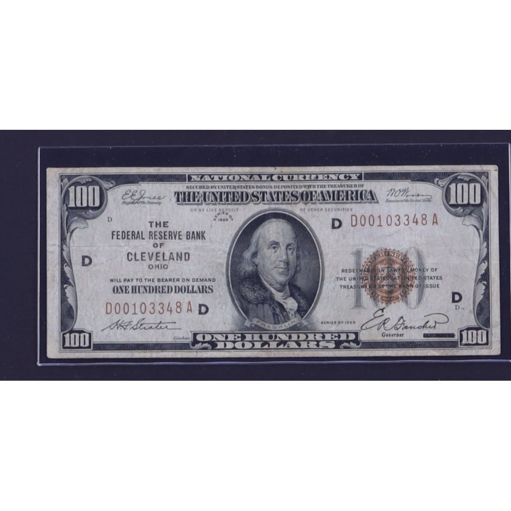 1929 U.S. $100 National Currency Note - Federal Reserve Bank of ...