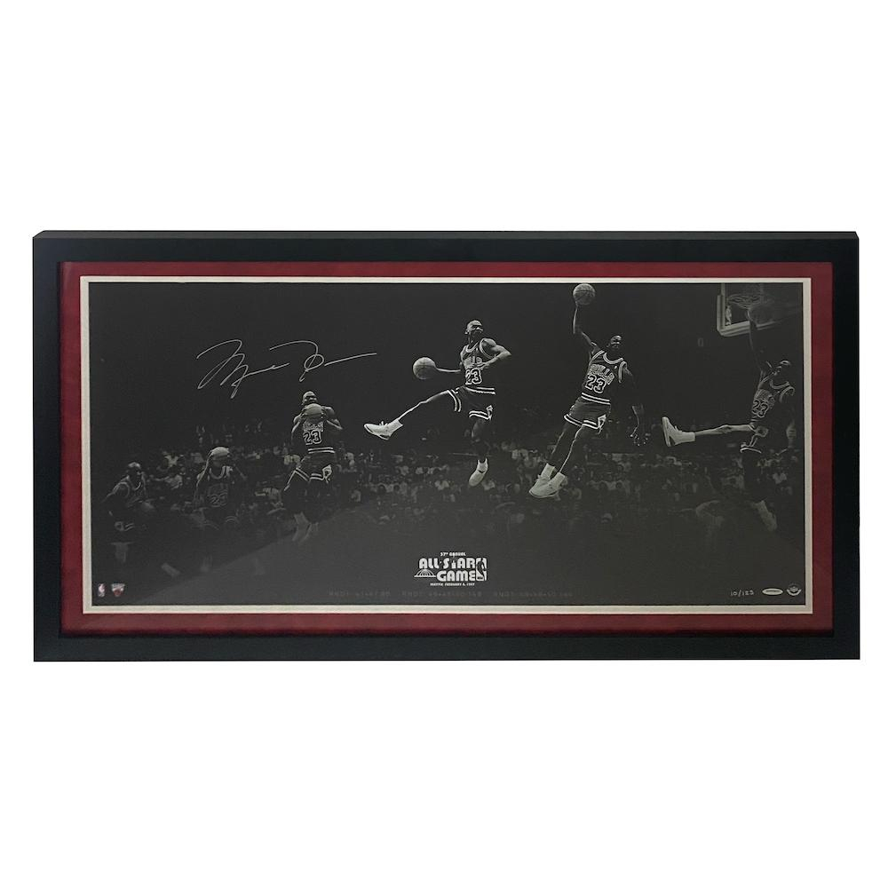 Michael Jordan Signed Bulls "Kiss The Rim 180" Custom Framed Photo ...