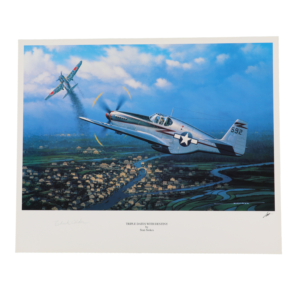 Chuck Older Signed 'Triple Dates With Destiny' 18x22 Lithograph WWII ...
