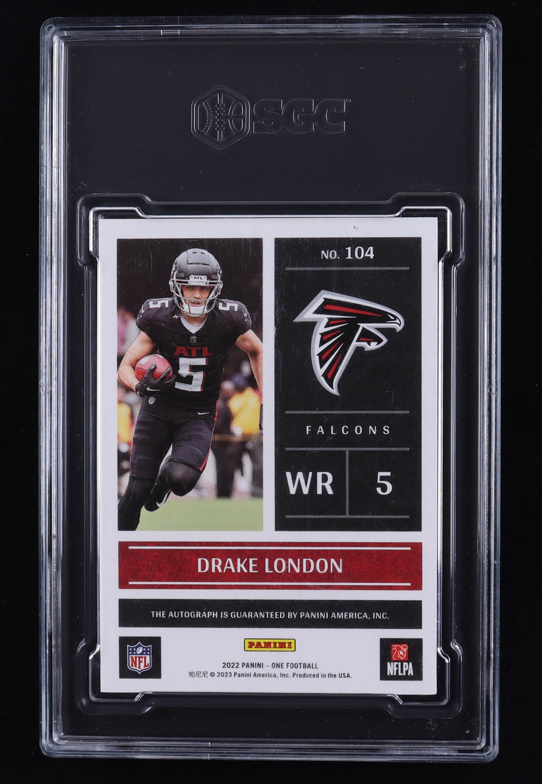 Drake London 2022 Panini One Blue #104 Autograph #12/35 RC (SGC 9.5 ...