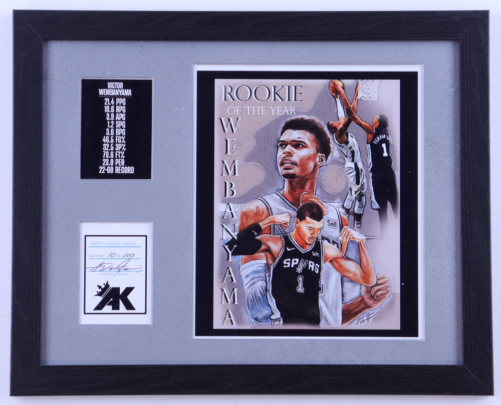 Anthony Douglas Signed LE "Victor Wembanyama" Custom Framed Lithograph ...