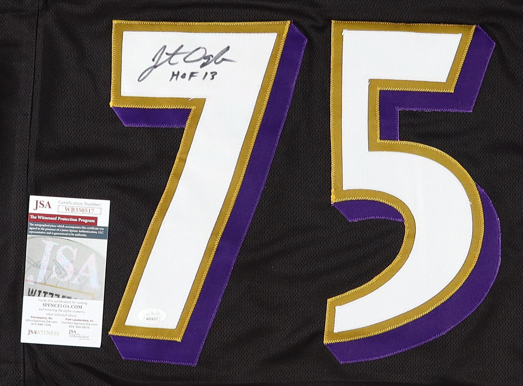 Jonathan Ogden Signed Jersey Inscribed "HOF 13" (JSA) | Pristine Auction