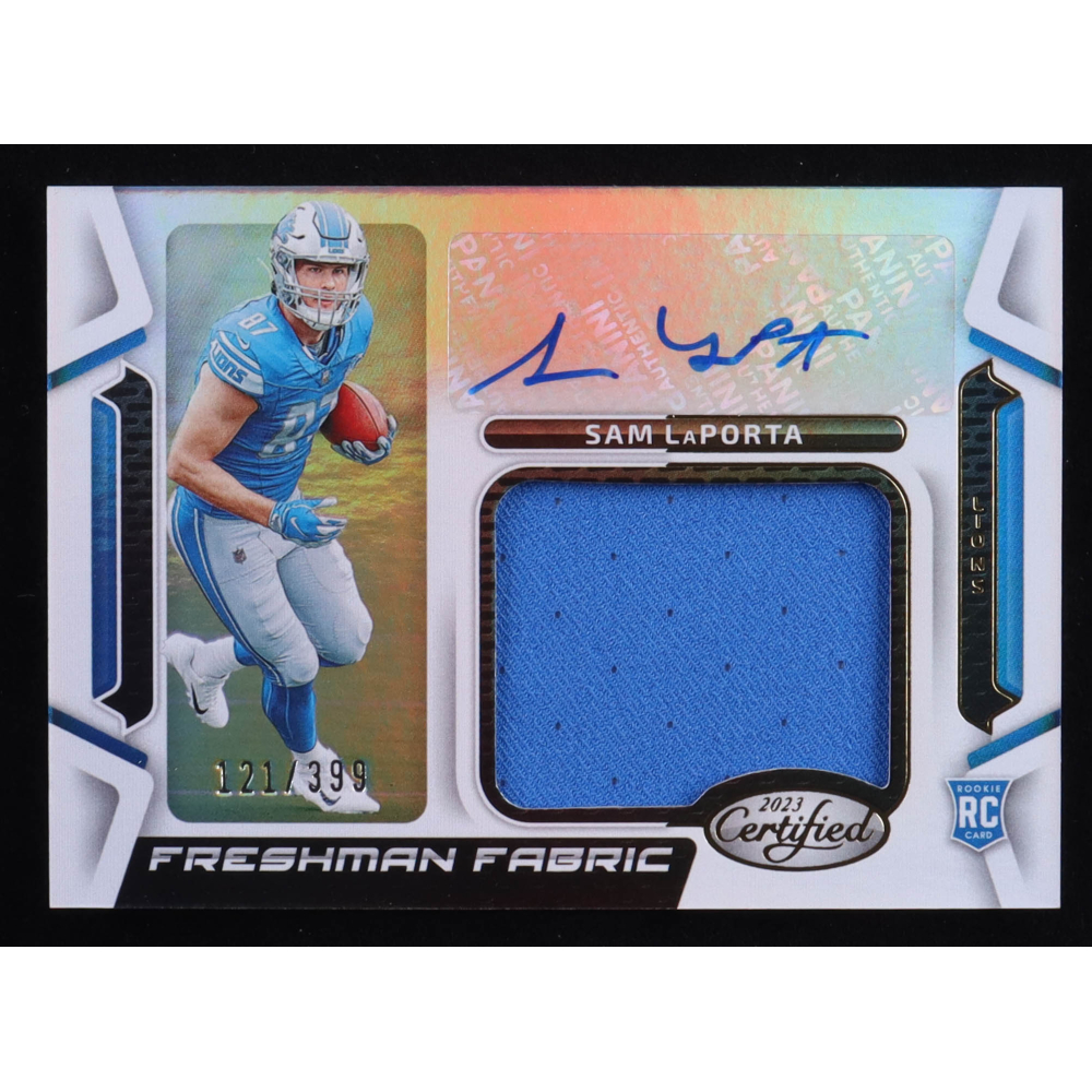 Sam LaPorta 2023 Certified Freshman Fabric Mirror Signatures #17 RC ...