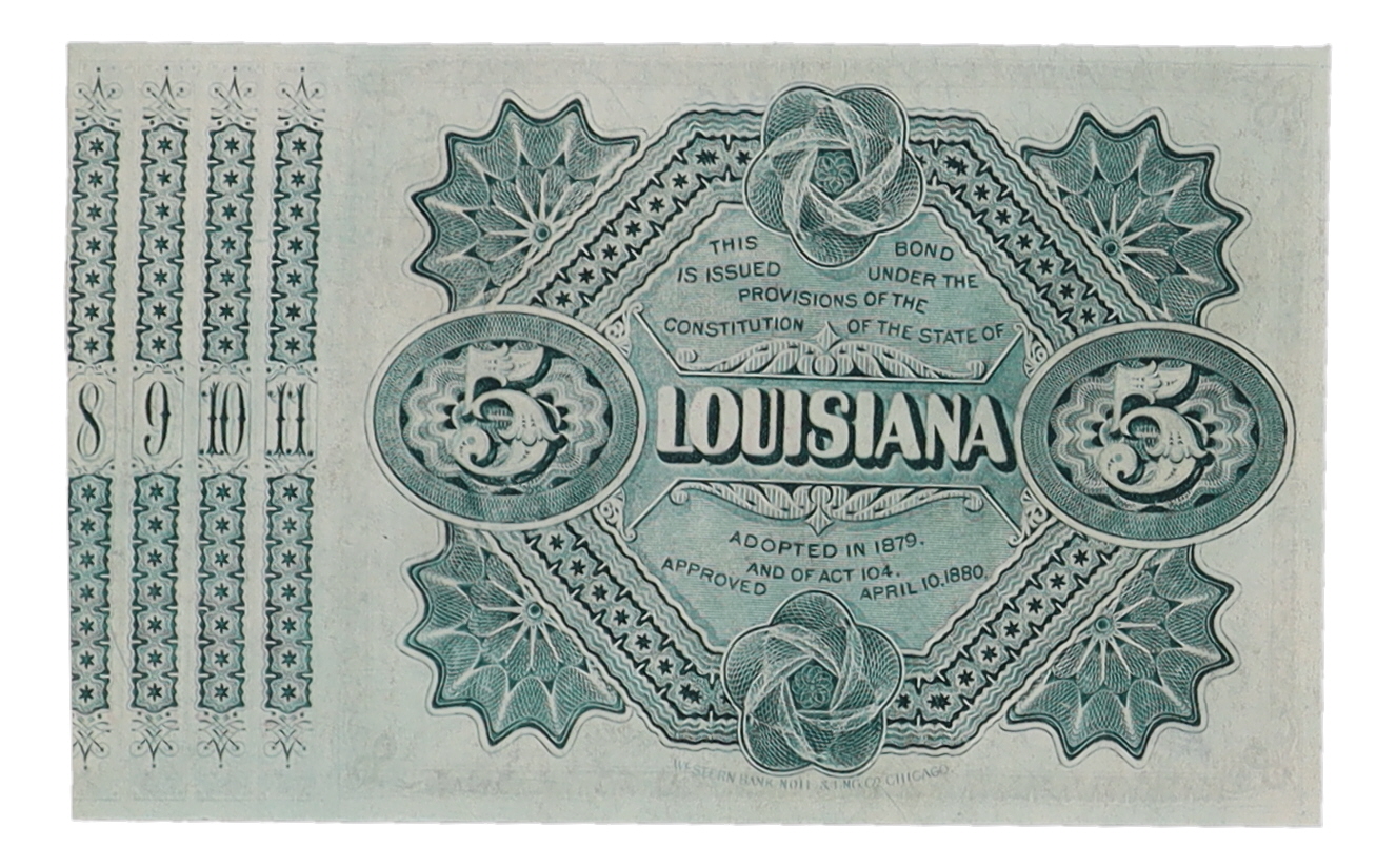 1875 Louisiana $5 Baby Bond Certificate | Pristine Auction