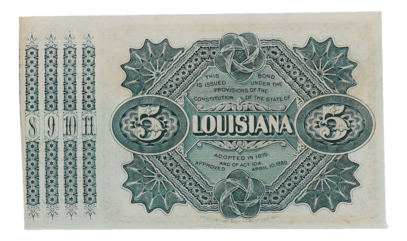 1875 Louisiana $5 Baby Bond Certificate | Pristine Auction