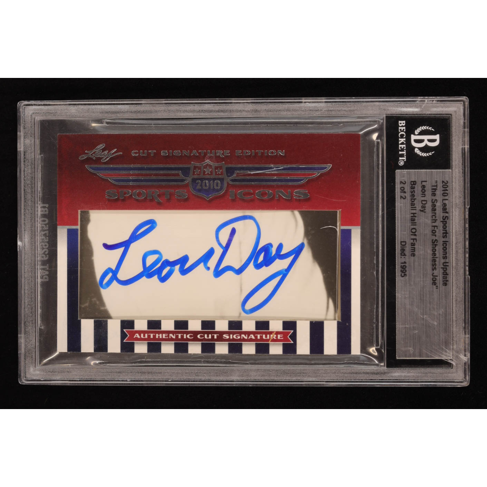 Leon Day 2010 Leaf Sports Icons Cut Signatures Update #553 #2/2 (BGS ...