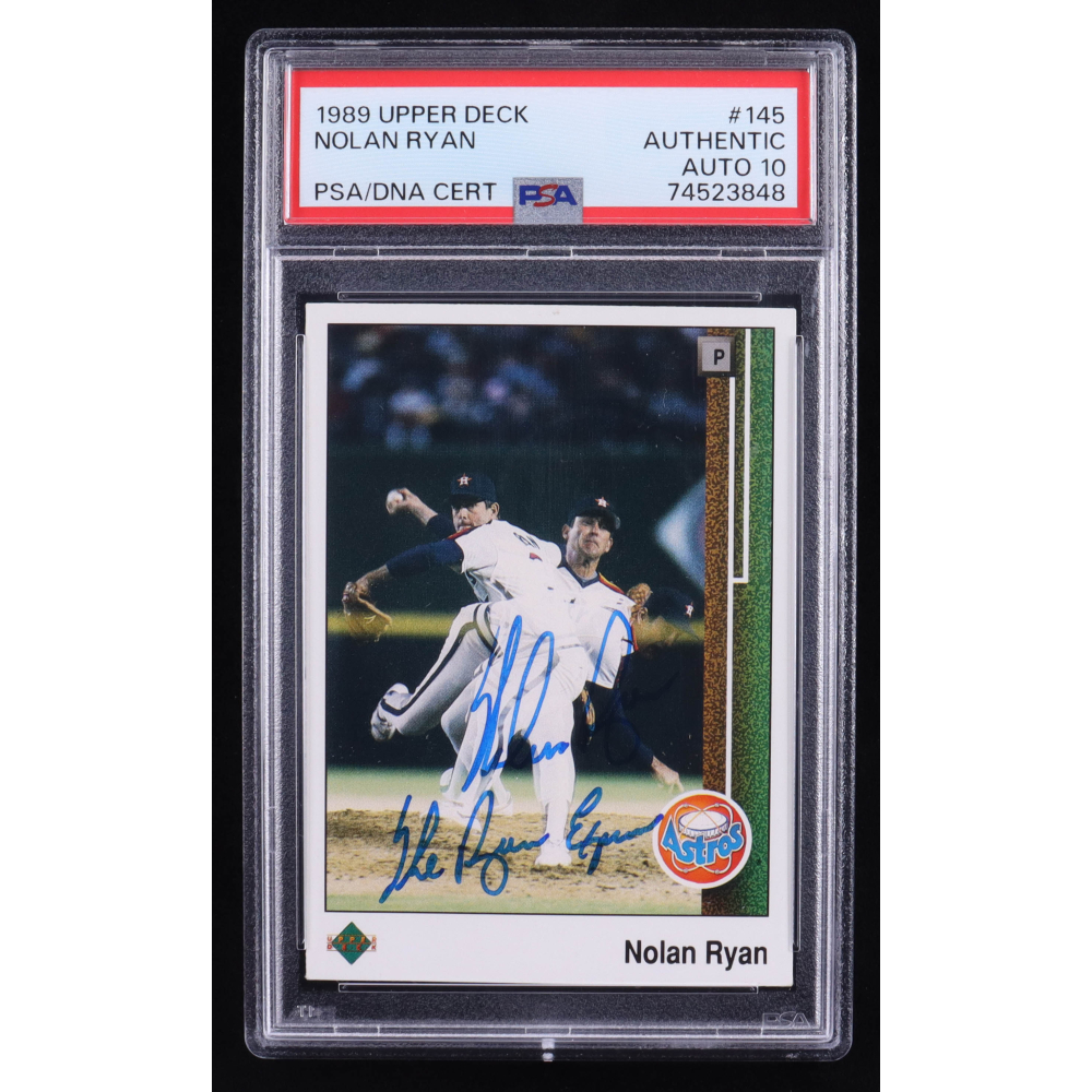 Nolan Ryan Signed 1989 Upper Deck #145 3X Inscribed "The Ryan Express ...