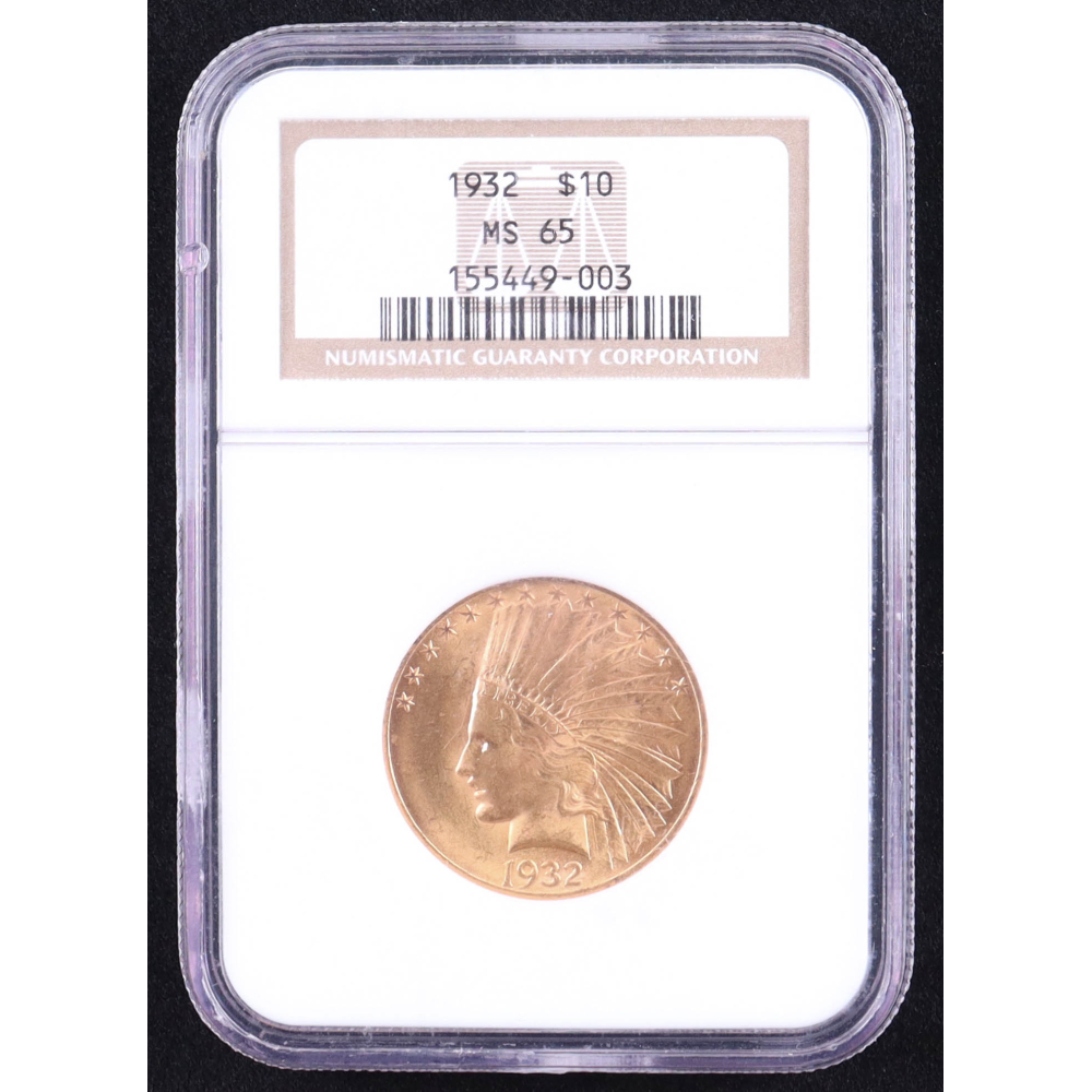 1932 Indian Head Eagle $10 Ten Dollar Gold Coin (NGC MS65) | Pristine Auction