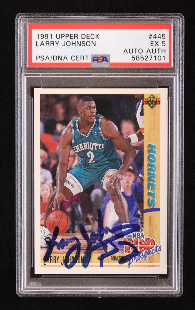 Larry Johnson Signed 1991-92 Upper Deck #445 TP (PSA) | Pristine Auction