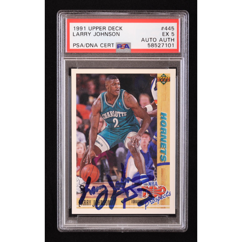 Larry Johnson Signed 1991-92 Upper Deck #445 TP (PSA) | Pristine Auction