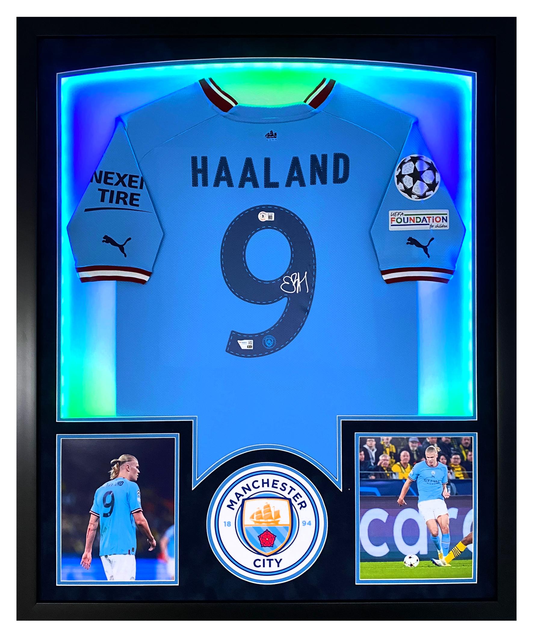 Erling Haaland Signed Manchester City Custom Framed Jersey Display with ...