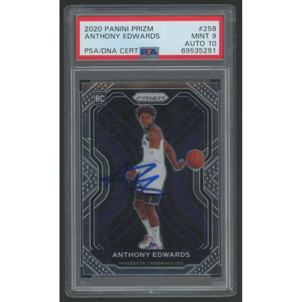 Anthony Edwards Signed 2020-21 Panini Prizm #258 RC (PSA 9 | Autograph ...