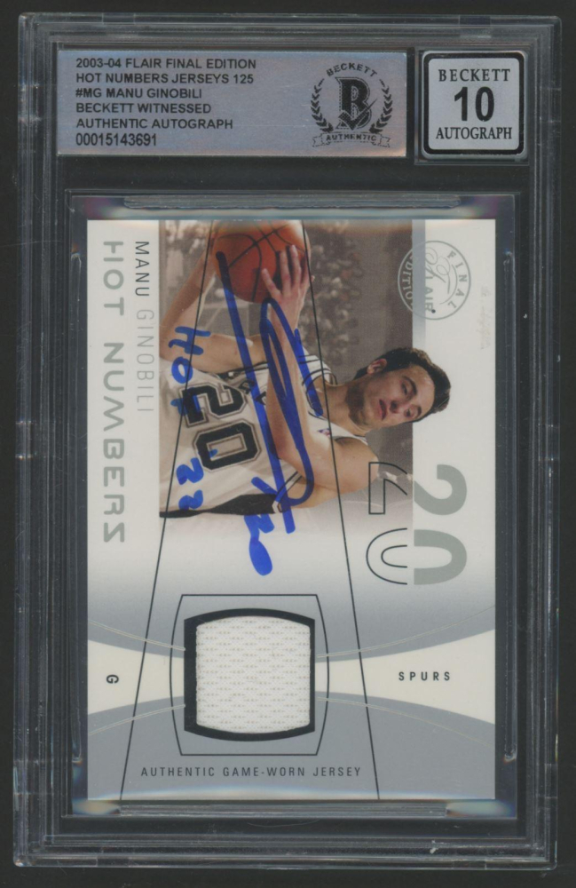 Manu Ginobili Signed 2003-04 Flair Final Edition Hot Numbers Jerseys ...