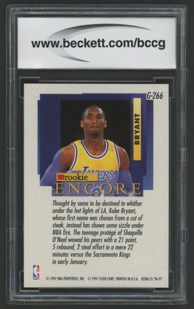 Kobe Bryant 1996-97 Ultra Gold Medallion #G266 Rookie Encore RC (BCCG 9 ...