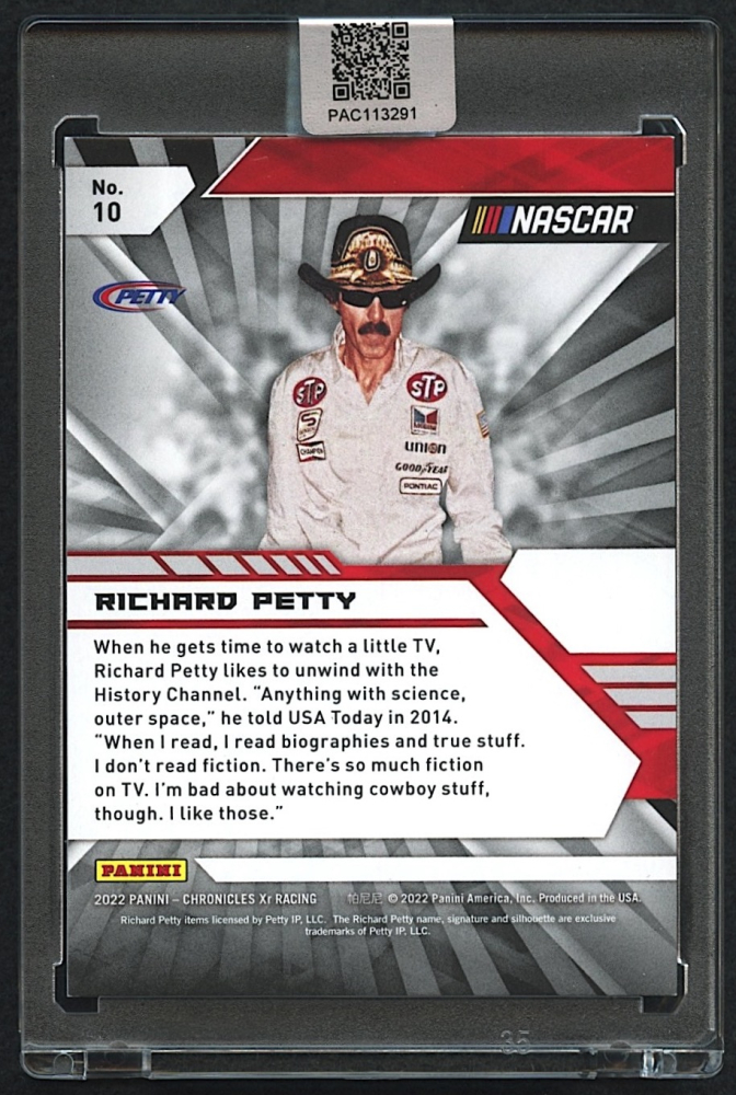 Richard Petty Signed 2022 Panini Chronicles XR #10 Blue #189/199 (PA Encapsulated) | Pristine ...