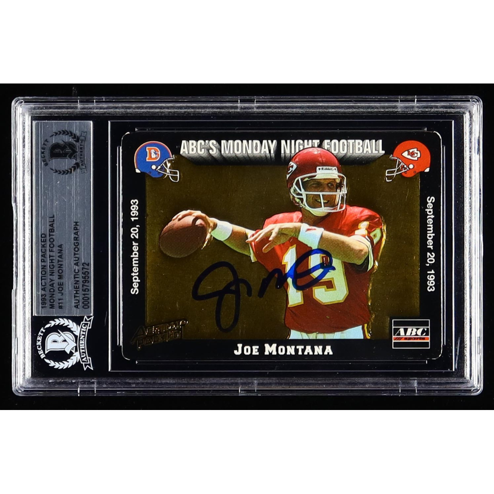 Joe Montana Signed 1993 Action Packed Monday Night Football #11 (BGS ...