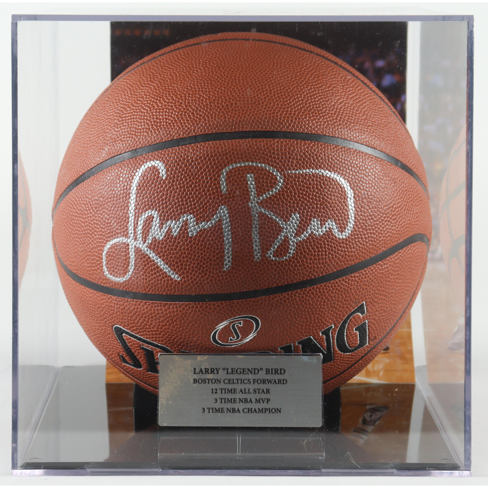 Larry Bird Signed Basketball with Photo Display Case (PSA) | Pristine ...