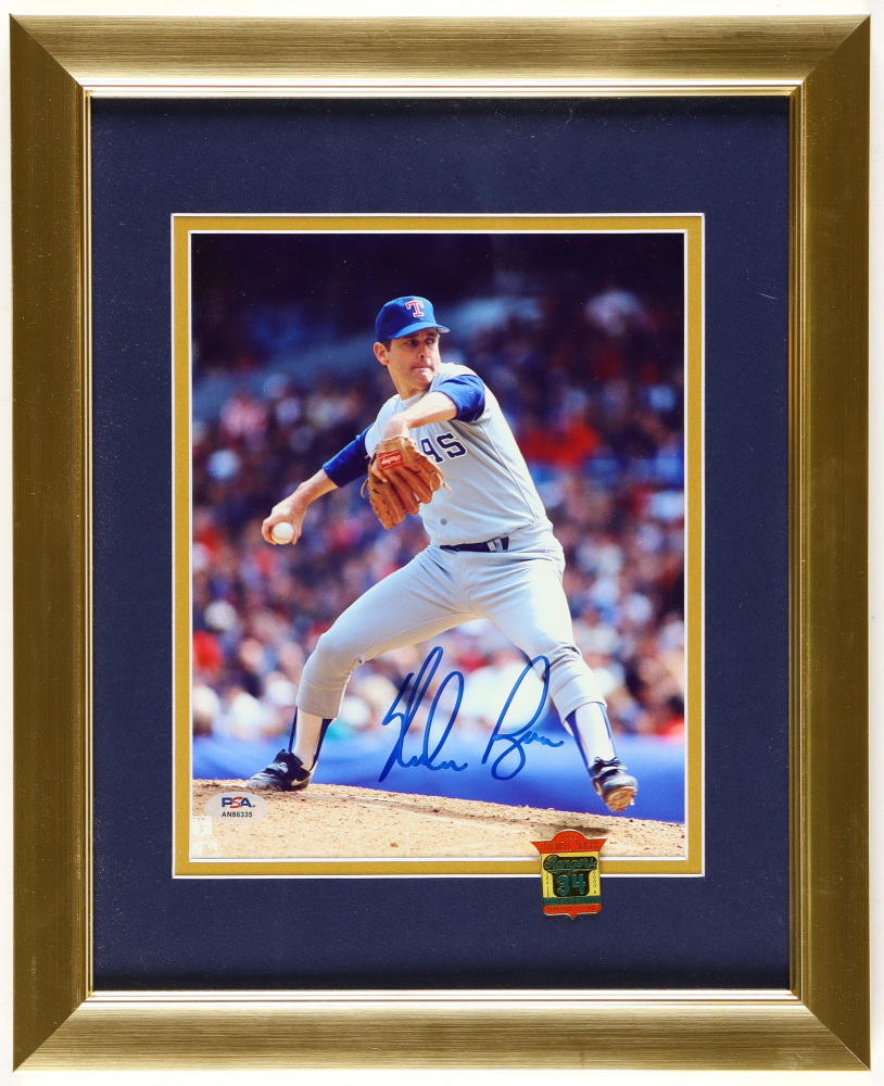 Nolan Ryan Signed Rangers Custom Framed Photo Display With Official #34 ...