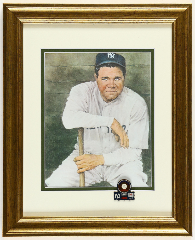 Babe Ruth Yankees Custom Framed Photo Display with Pin | Pristine Auction