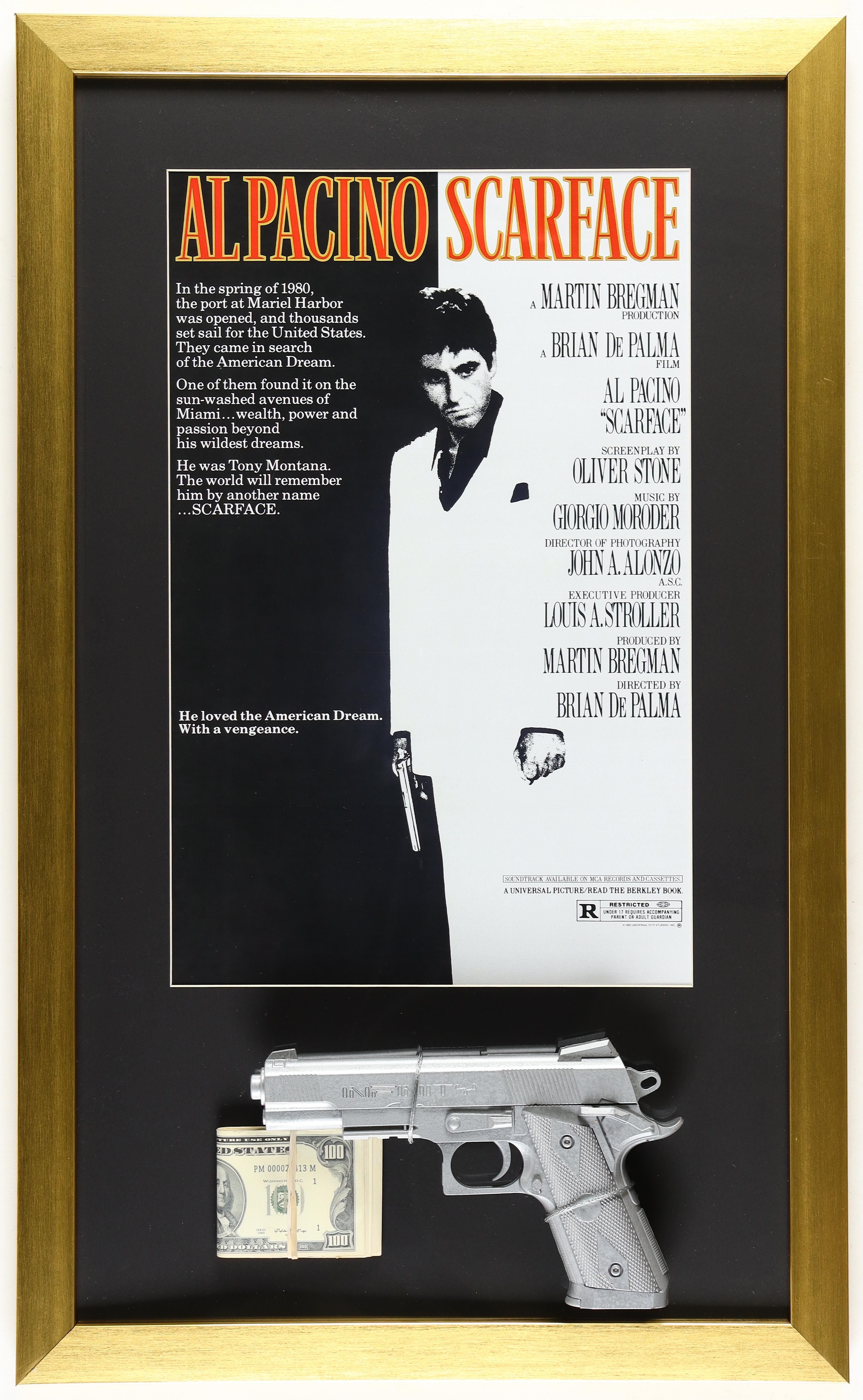 "Scarface" Custom Framed Movie Poster Display with Prop Replica Money ...