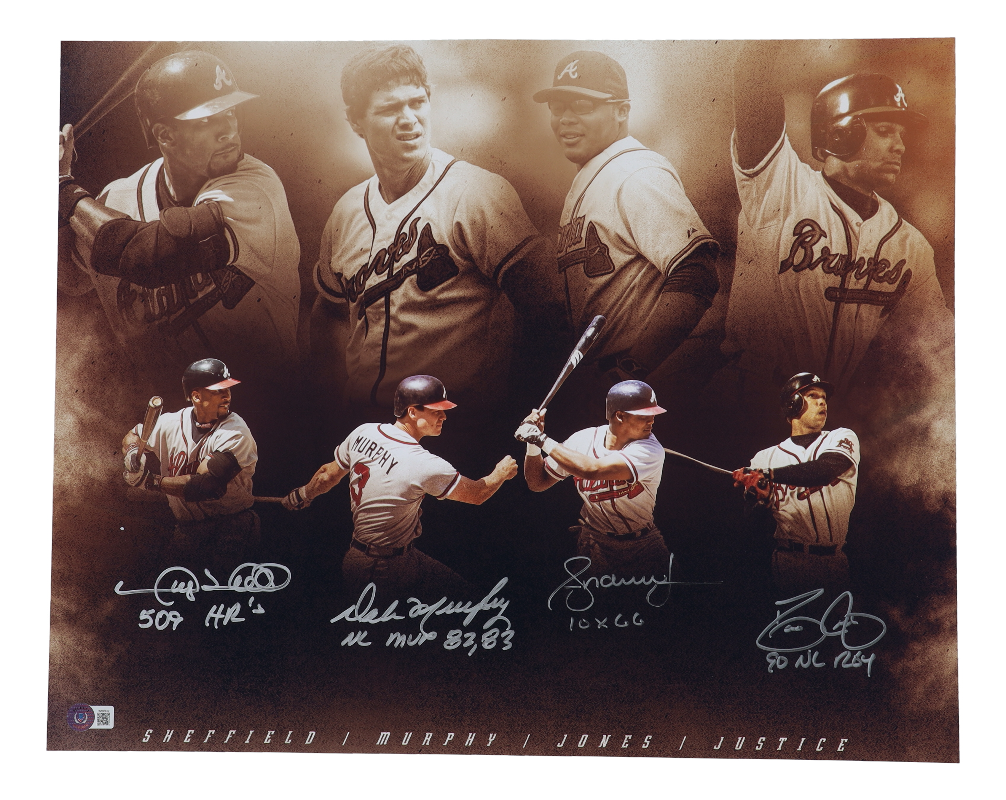 Dale Murphy, David Justice, Andrew Jones & Gary Sheffield Signed Braves ...