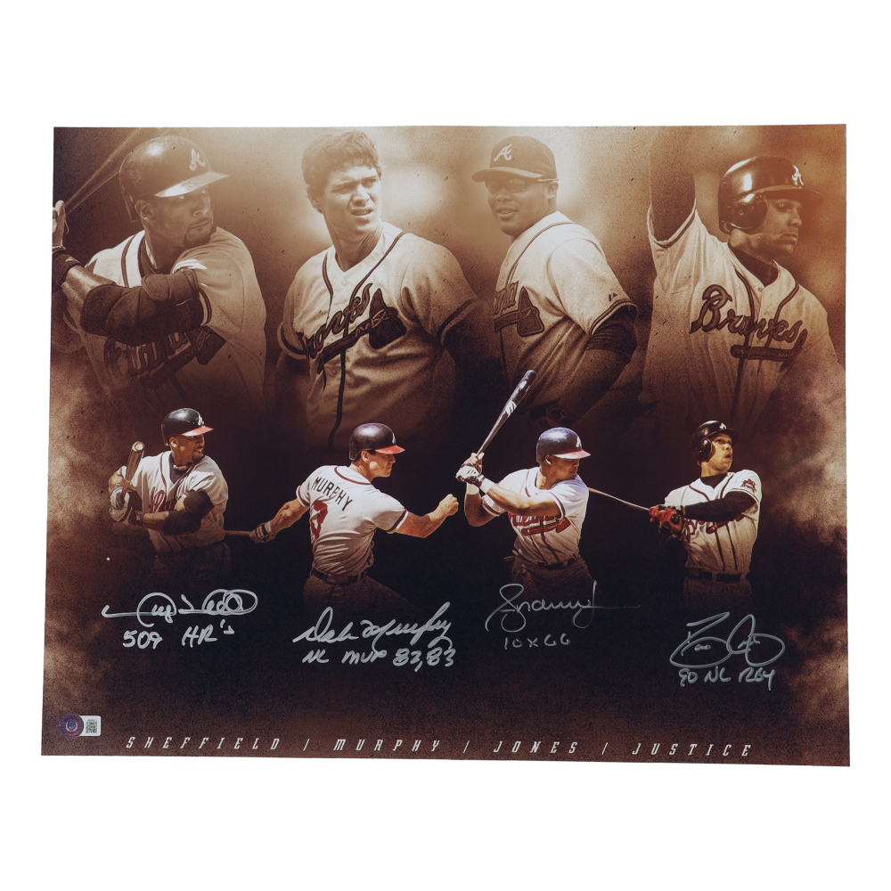 Dale Murphy, David Justice, Andrew Jones & Gary Sheffield Signed Braves ...