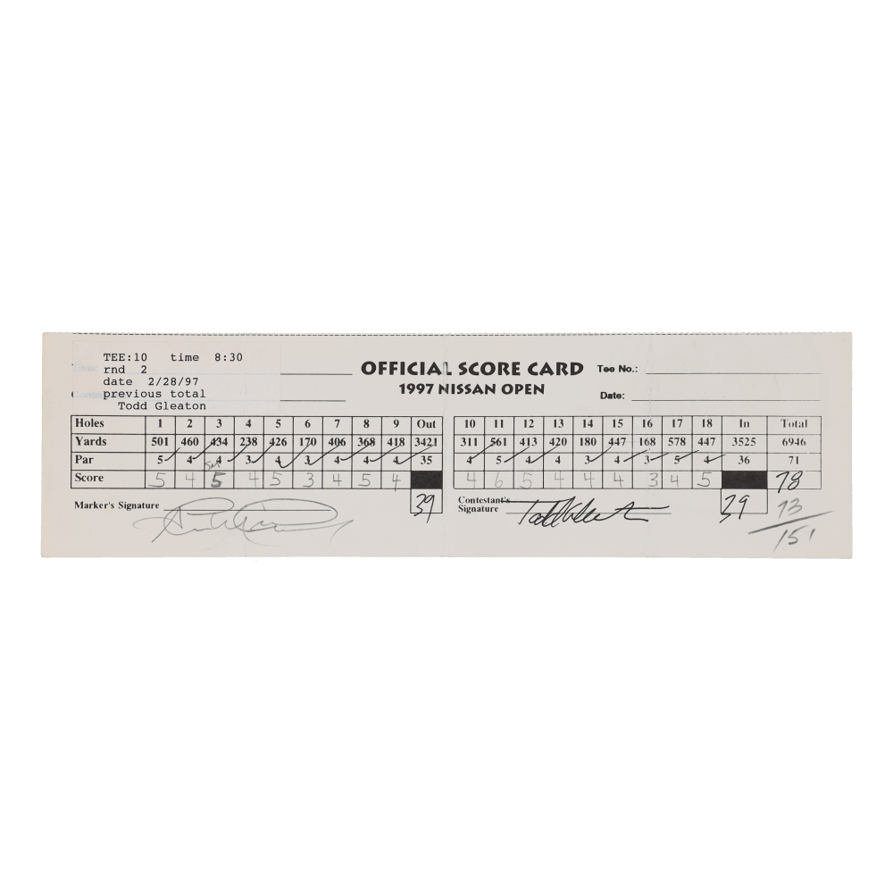 Todd Gleaton Signed 1997 Nissan Open Score Card (JSA) | Pristine Auction