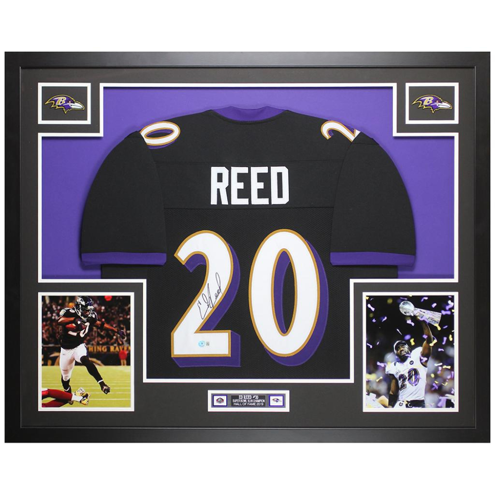 Ed Reed Signed Custom Framed Jersey Display (Beckett) | Pristine Auction