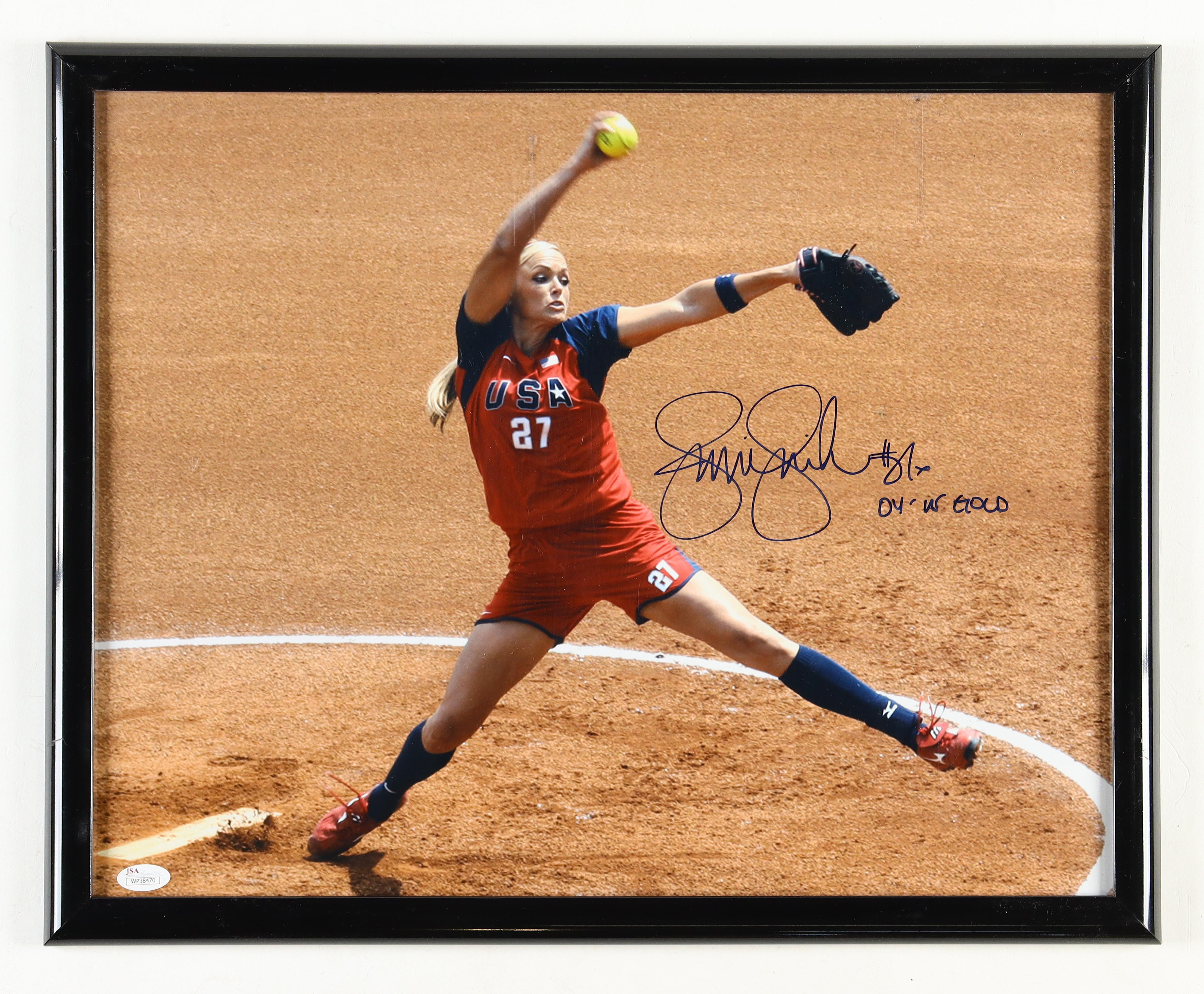Jennie Finch Signed Custom Framed Photo Inscribed "04 US Gold" (JSA ...