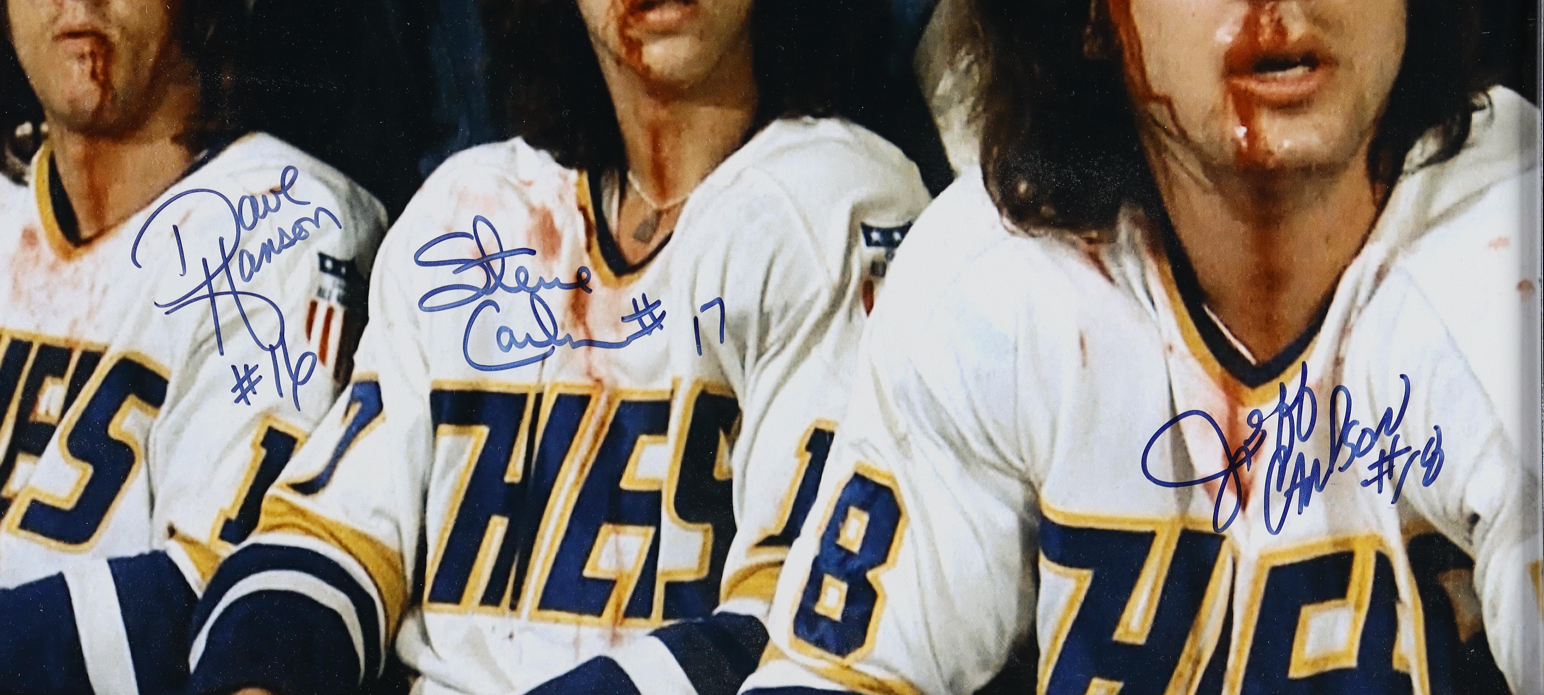 Dave Hanson, Steve Carlson & Jeff Carlson Signed "Slapshot" Custom ...