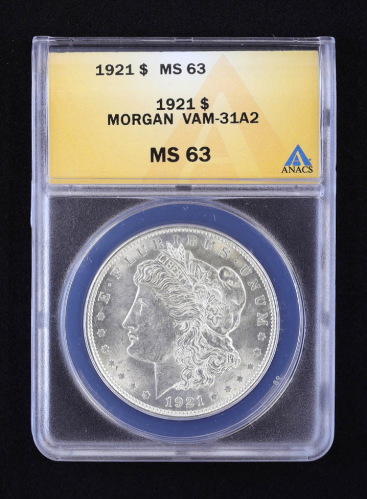 1921 Morgan Silver Dollar - VAM-31A2 (ANACS MS63) | Pristine Auction