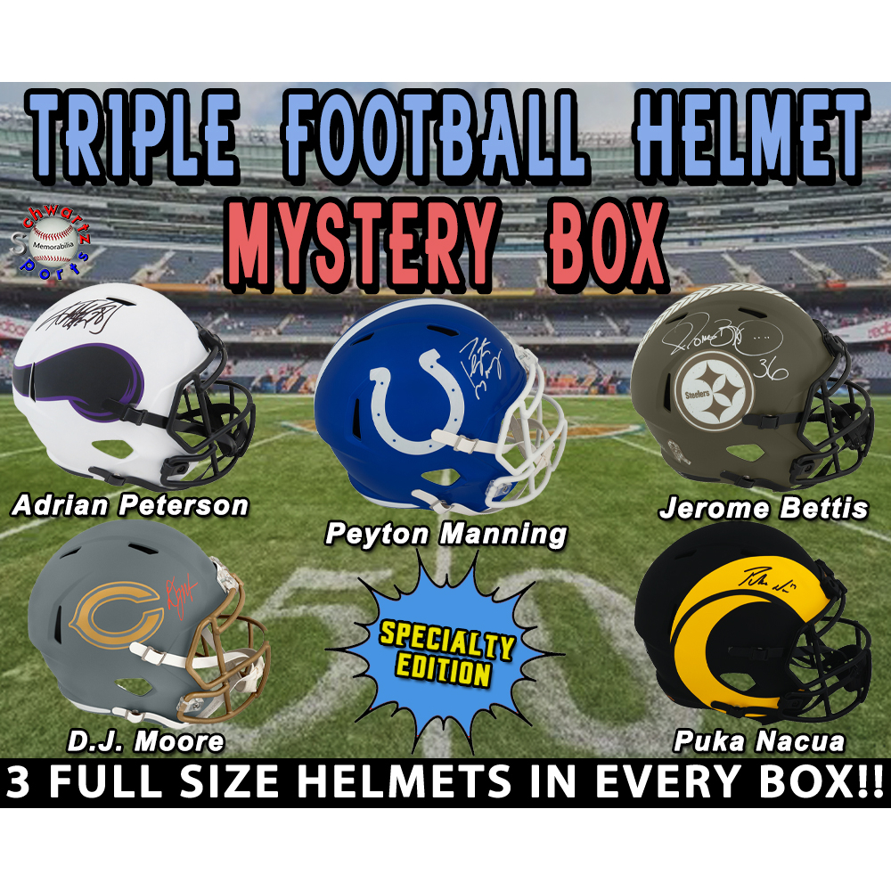SPECIALTY EDITION - TRIPLE Full Size Football Helmet Signed Mystery Box ...