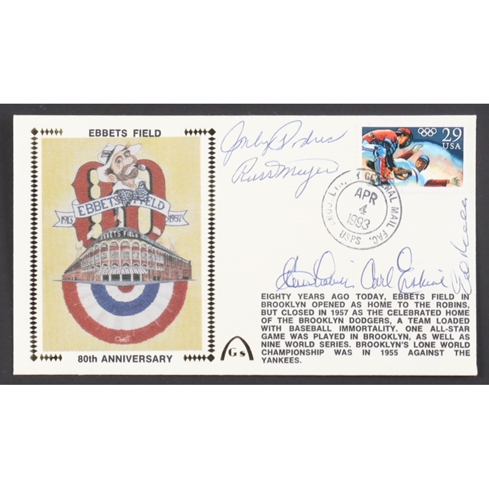 Brooklyn Dodger Greats "Ebbets Field" FDC Envelope Signed by (5) with ...