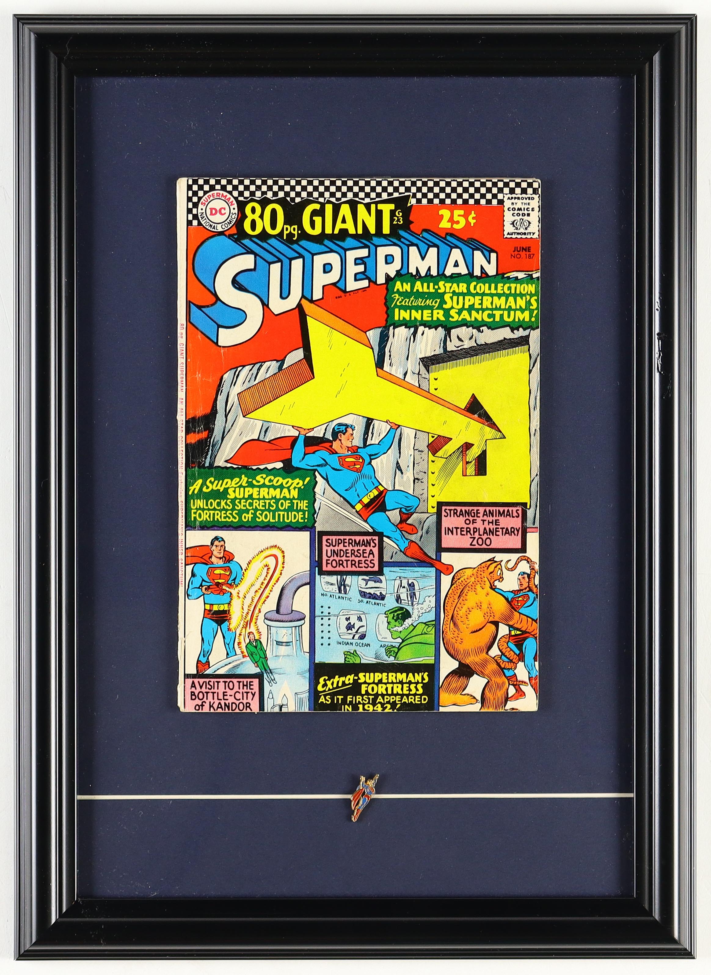 1966 "Superman" Issue #187 Custom Framed Comic Book Display With ...