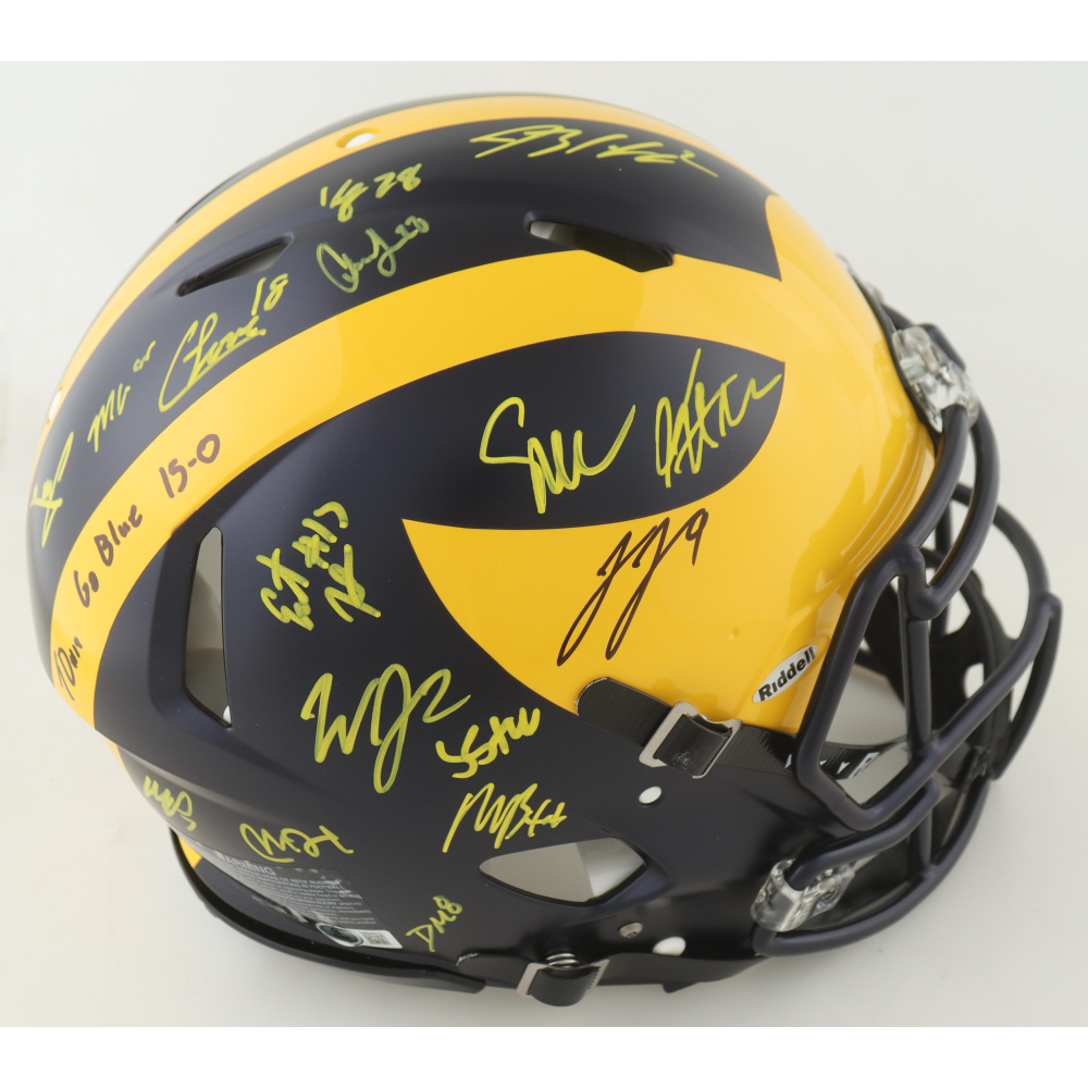 2023 Michigan Wolverines Full-Size Authentic Speed Helmet Team-Signed ...