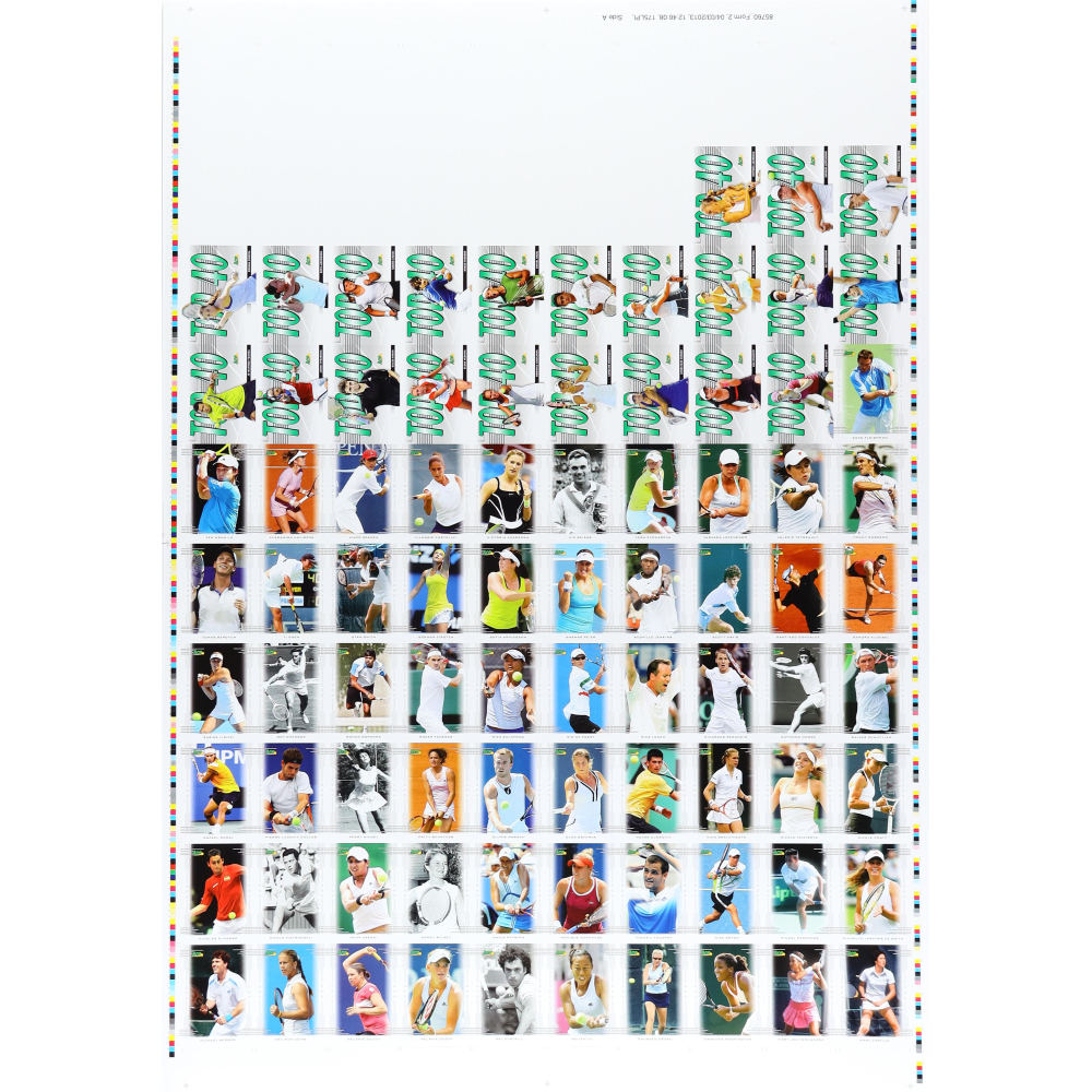 Uncut Sheet Front of (83) 2013 Leaf Tennis Cards | Pristine Auction