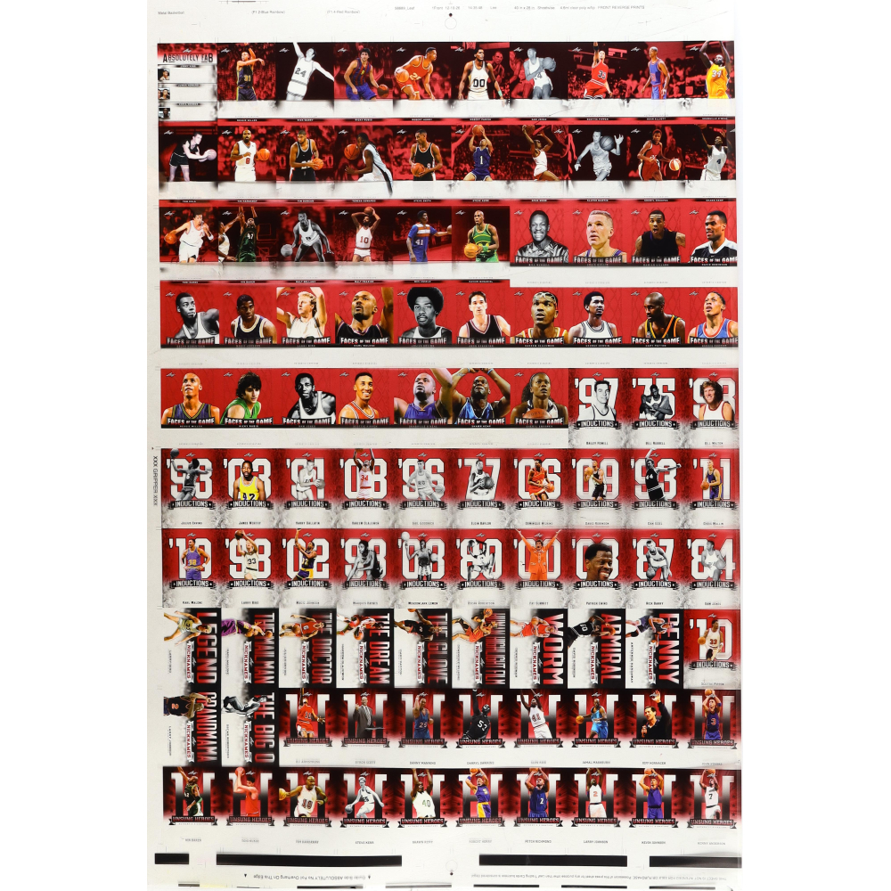Uncut Reverse Sheet of (100) 2012 Leaf Metal Basketball Cards ...
