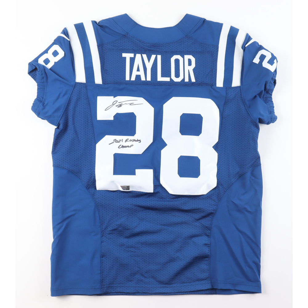Jonathan Taylor Signed Colts Jersey Inscribed "2021 Rushing Champ ...