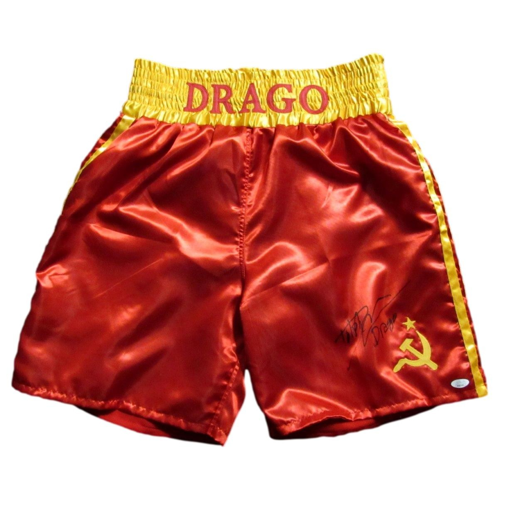 Dolph Lundgren Signed "Rocky IV" Boxing Trunks Inscribed "Drago" (JSA ...