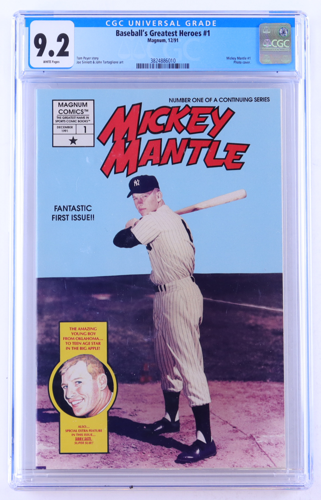 1991 "Mickey Mantle" Baseball's Greatest Heroes Issue #1 Magnum Graded ...