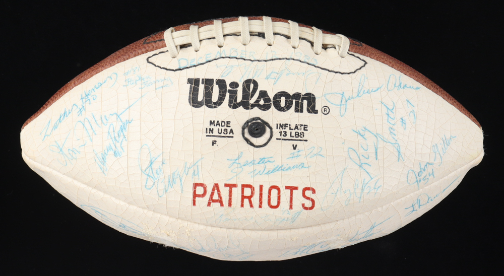1983 Patriots NFL Football With Display Case Team-Signed By (36) With ...