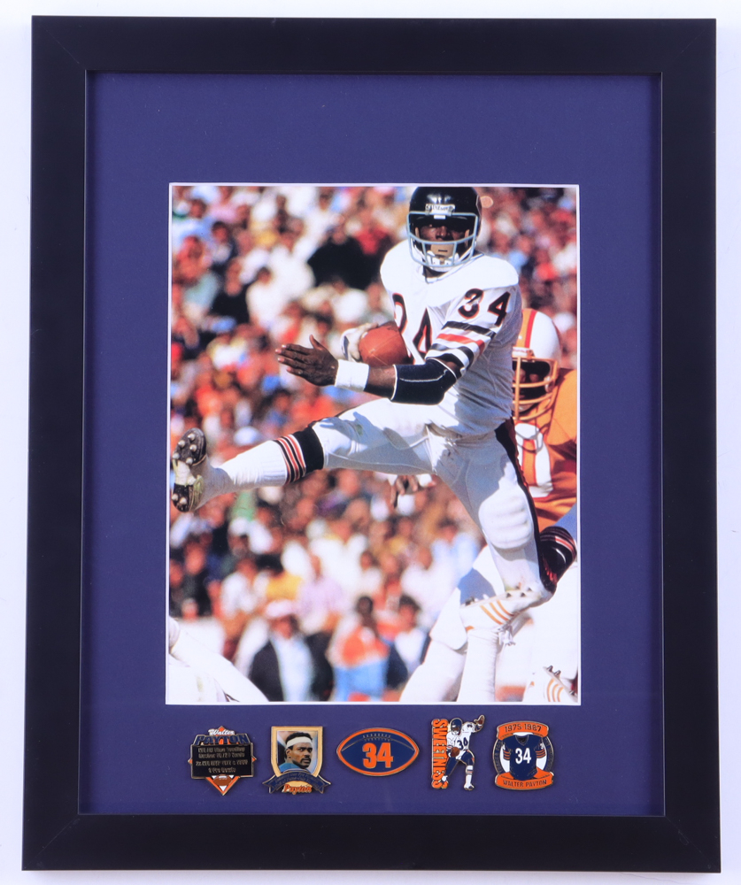 Walter Payton Bears Custom Framed Photo Display With (5) Career Stat ...