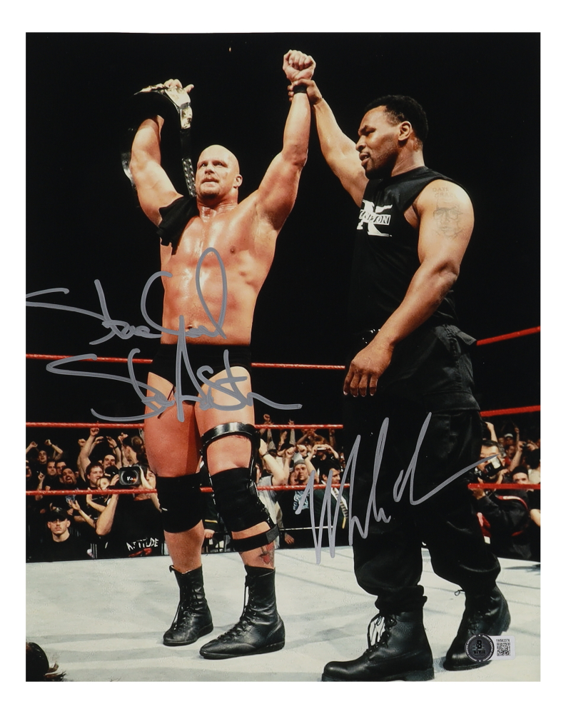 "Stone Cold" Steve Austin & Mike Tyson Signed WWE 11x14 Photo (Beckett ...