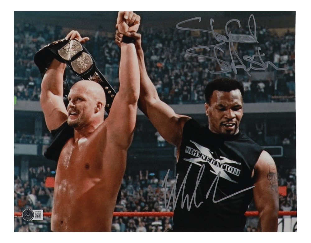 "Stone Cold" Steve Austin & Mike Tyson Signed WWE 11x14 Photo (Beckett ...