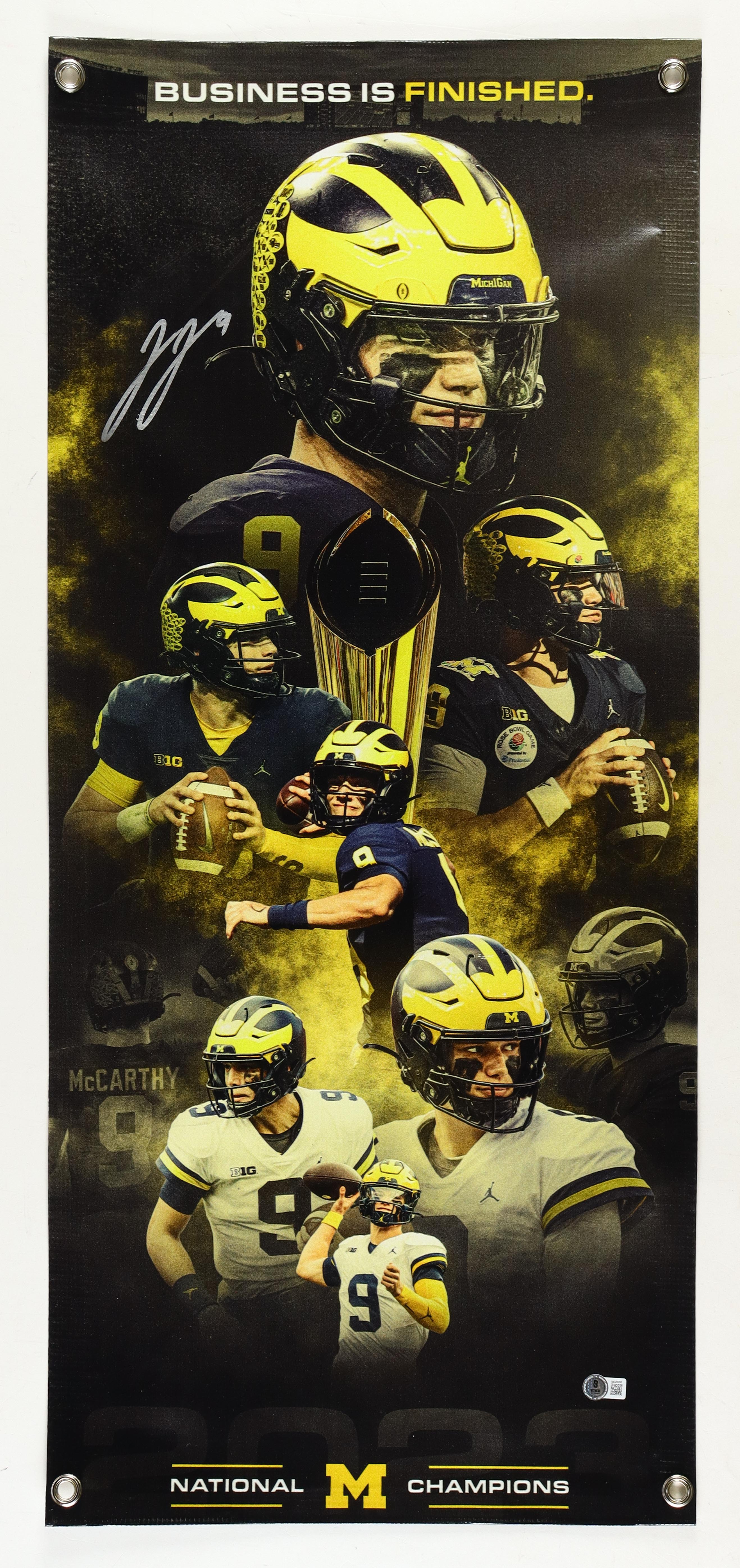 J. J. McCarthy Signed Michigan Wolverines 16x36 Vinyl Poster (Beckett ...